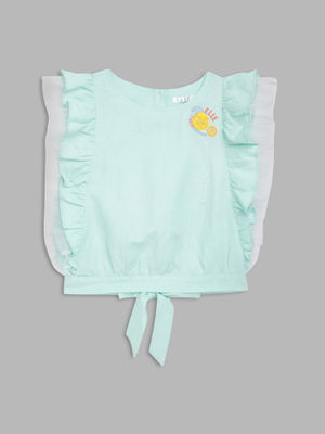 Buy Elle Kids Girls Green Solid Top Online