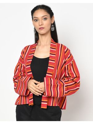 Buy Fabindia FabNu Cotton Slub Stripes Printed Shrug Online