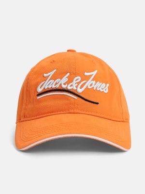 Buy Jack & Jones Orange Cursive Logo Baseball Cap Online