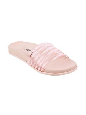 Buy Mochi Womens Pink Flat SlidesMochi Women Pink Synthetic Solid ...