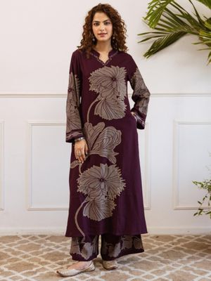 Buy Autumnlane Kabool Mulberry Printed Kurta pant set (S) Online