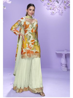 Buy Autumnlane Tarkash Apricot Kurti and sharara with Dupatta (S) Online