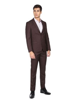 Buy AD By Arvind Men Burgundy Tailored Fit Patterned Dobby Two Piece ...