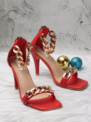 Buy ELLE Red Embellished Women Sandals Online