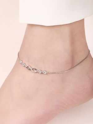 Buy Zavya Infinite Sparkle Rhodium-Plated 925 Sterling Silver Anklet Online