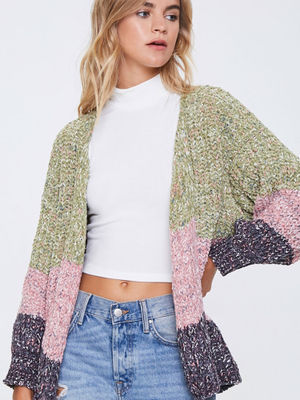 Buy Forever 21 Multi-Color Marled Colorblock Cardigan online