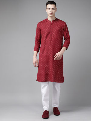 See Designs Kurta Set : Buy See Designs Men Maroon & Gold Printed ...