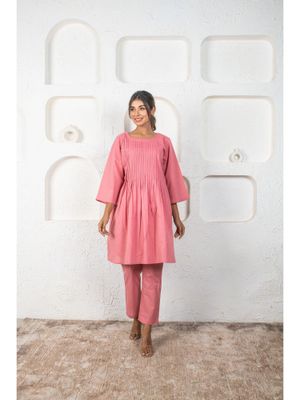 Buy Manvaar Jaipur Rose Pink Cotton Co-Ord (Set of 2) Online
