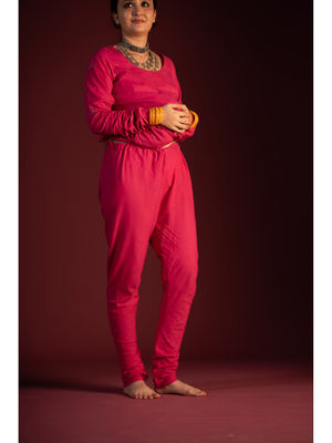 Buy PANTS AND PAJAMAS Pink Mangal Churidar Online