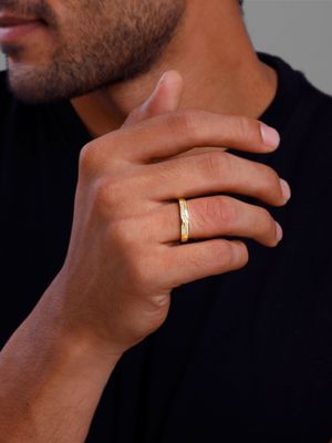 Buy GIVA 925 Golden Modest Leader Ring For Him (17) Online