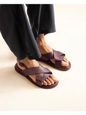 Buy Rare Rabbit Monz Bordo Brown Sandals (UK 7) Online