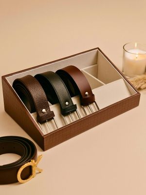 Buy La Trove Brown Leather 5 Slot Belt & Accessories Storage Organizer ...