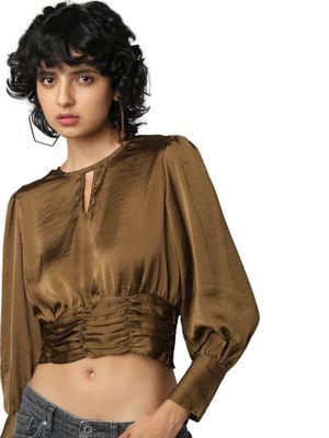 Buy ONLY Women Solid Copper Crop Top Online