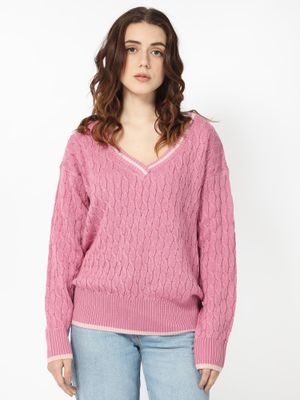 Buy RAREISM Broun Dusky Pink Knitted Sweater Online
