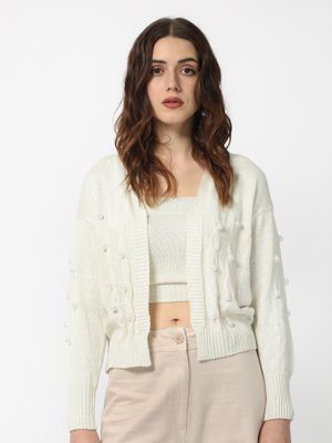 Buy RAREISM Tunnel Off White Knitted Sweater Online