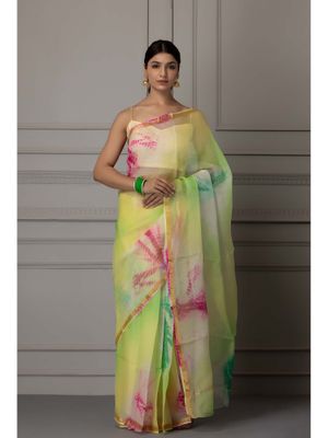 Buy Geroo Jaipur Multi-Color Handcrafted Pure Kota Silk Shibori ...