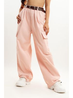 Buy FREAKINS Peach Belt Parachute Cargo Pant Online