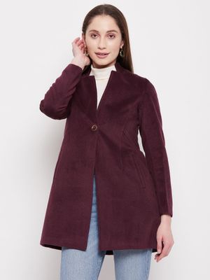 Buy Madame Solid Maroon Overcoat Online