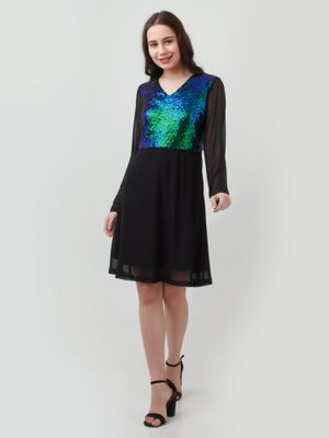 Buy Zink London Womens Black Embellished Knee Length Dress Online