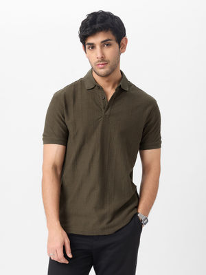 Buy The Souled Store Originals Textured Polo Cedar Men Polos (XS) Online