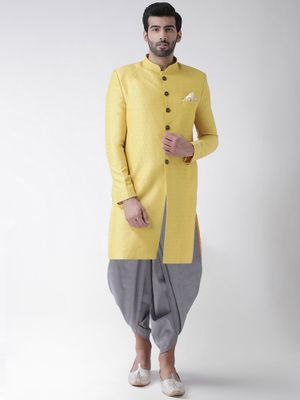 KISAH Sherwanis : Buy KISAH Men Yellow Sherwani (Set of 2) (M) Online ...