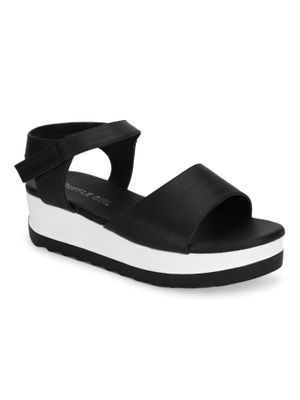 Buy Truffle Collection Black Solid Sandals online