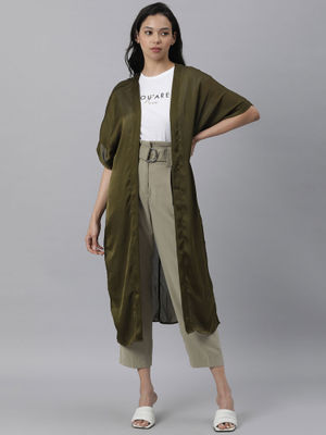 Buy RAREISM Green Solid Plain Coat Online