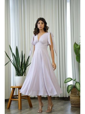 Buy Femme Sequel Lilac Dobby Flared Midi Dress Online