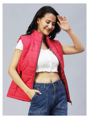 Buy RIGO Women Red Sleeveless Puffer Jacket Online