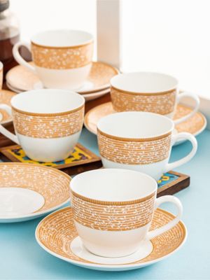 Buy CLAY CRAFT Fine Ceramic Super Series Cup & Saucer Set Of 12 ( 6 ...