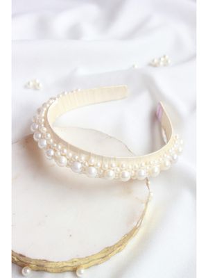 Buy Choko Kids Queens Glory Statement Pearl Hairband-Beige White Online