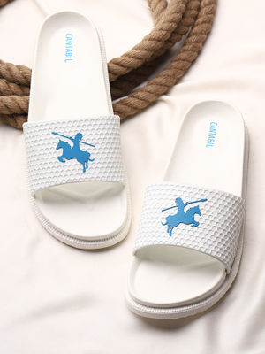 Buy Cantabil Men White Comfortable Self Design Sliders (UK 6) Online