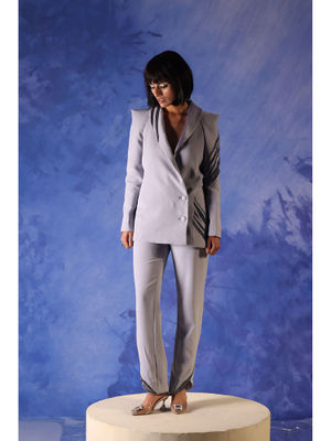Buy Orthodox Grey Italian-Style Blazer with Satin Lapels (XXS) Online