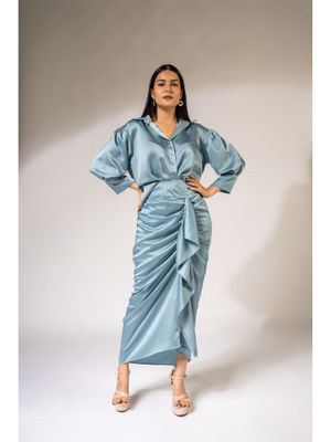 Weaving Cult Co-ord Set : Buy Weaving Cult Aqua Blue Soho Draped Party ...