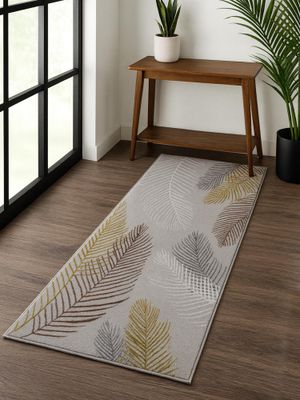 Buy OBSESSIONS Abstract Polyester Runner, 2.5X5 Grey Online