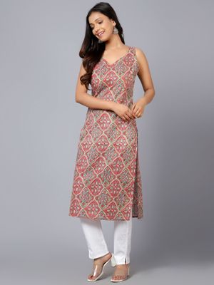 Buy Bani Women Sleeveless Multi-Color Printed Kurta Online