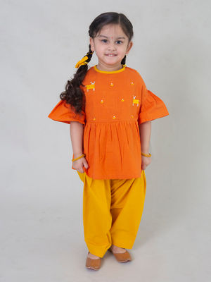 TIBER TABER Fusion wear : Buy TIBER TABER Girls Top Set Phulkari Deer ...