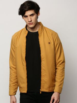 Buy SHOWOFF Men Solid Mock Collar Mustard Bomber Jacket Online
