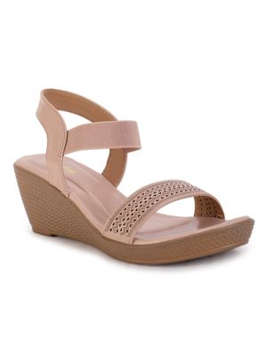 Buy Bata Textured Pink Wedges Online