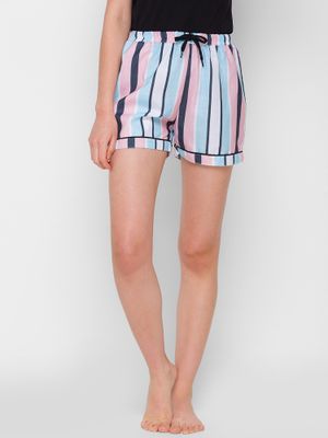 Buy FashionRack Women Rayon Stripes Multi-Color Shorts Online