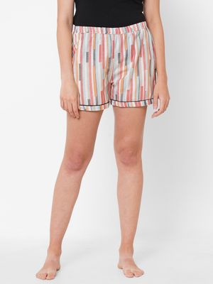 Buy FashionRack Women Rayon Stripes Multi-Color Shorts Online