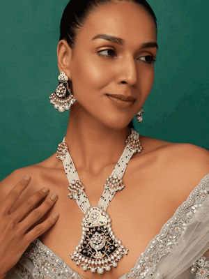 Buy PRIHAN LUXURY Blue & White Meena Jewellery Set Online