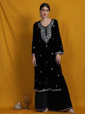 Shades sharara_set_women_indianwear : Buy Shades Velvet Black Sharara ...