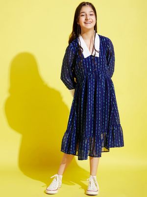 Buy Cherry & Jerry Girls Royal Blue A-Line Midi Dress Online