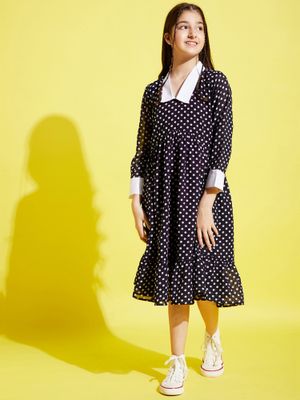 Buy Cherry & Jerry Girls Navy Blue A-Line Midi Dress Online