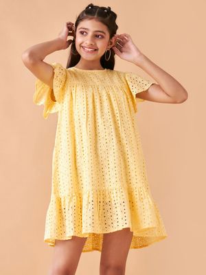 Buy Cherry & Jerry Girls Yellow Empire Above Knee Dress Online