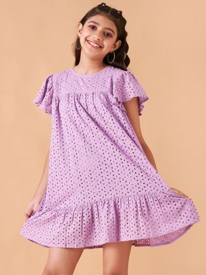 Buy Cherry & Jerry Girls Purple Empire Above Knee Dress Online