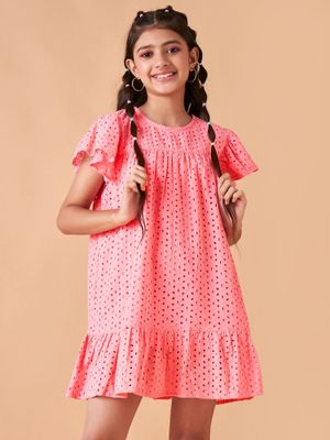 Buy Cherry & Jerry Girls Pink Empire Above Knee Dress Online
