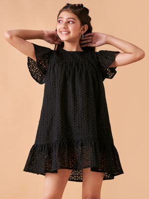 Buy Cherry & Jerry Girls Black Empire Above Knee Dress Online