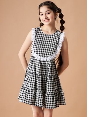 Buy Cherry & Jerry Girls Black & White A-Line Knee Length Dress Online